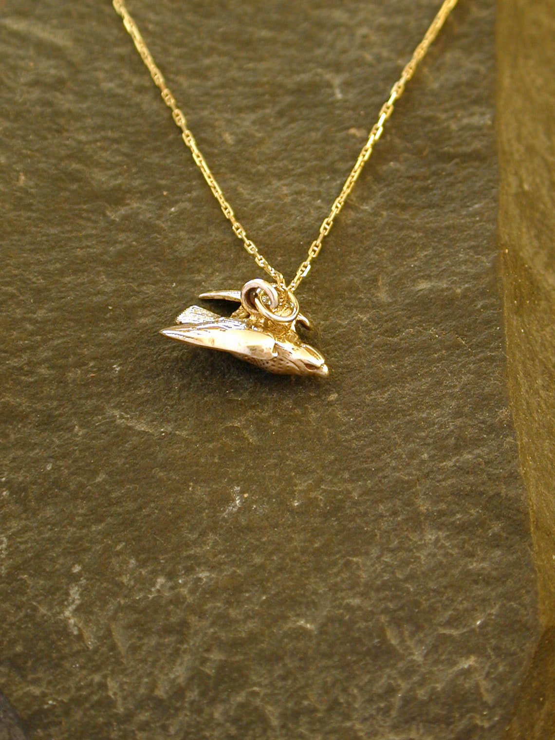 14K Gold Stooping Falcon Pendant on a 14K Gold Chain - Etsy