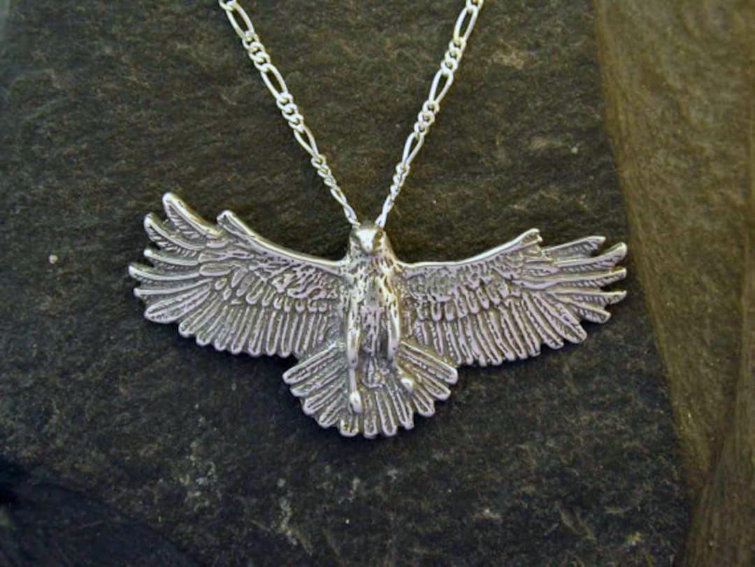 Sterling Silver Large Hawk Pendant With a Sterling Silver Chain - Etsy