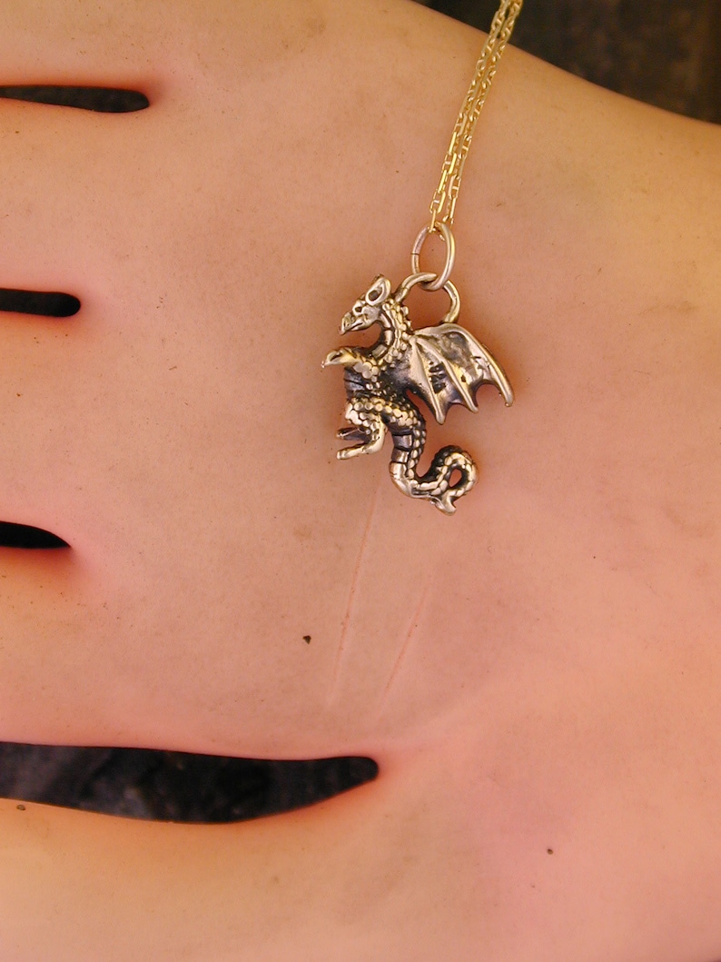 14K Gold Dragon Pendant With 14K Gold Chain - Etsy
