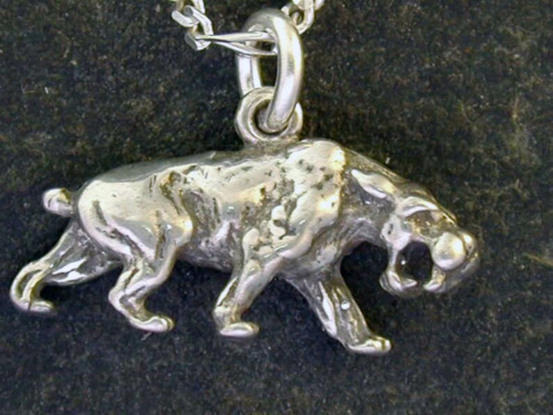 Sterling Silver Smilodon Saber Tooth Tiger Pendant on a | Etsy