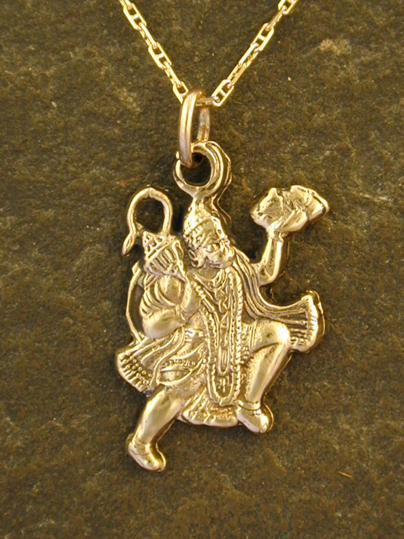 14K Gold Hindu God Hanuman Pendant on a 14K Gold Chain - Etsy