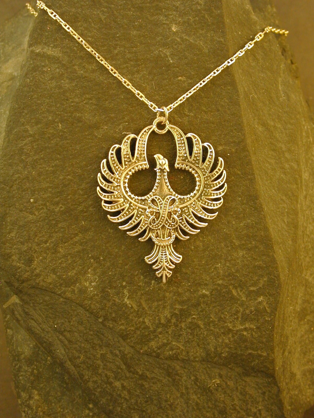 14K Gold Phoenix Pendant on a 14K Gold Chain. - Etsy Australia