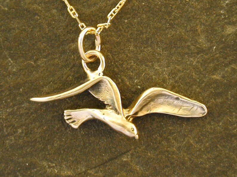 14K Gold Seagull Pendant on a 14K Gold Chain - Etsy