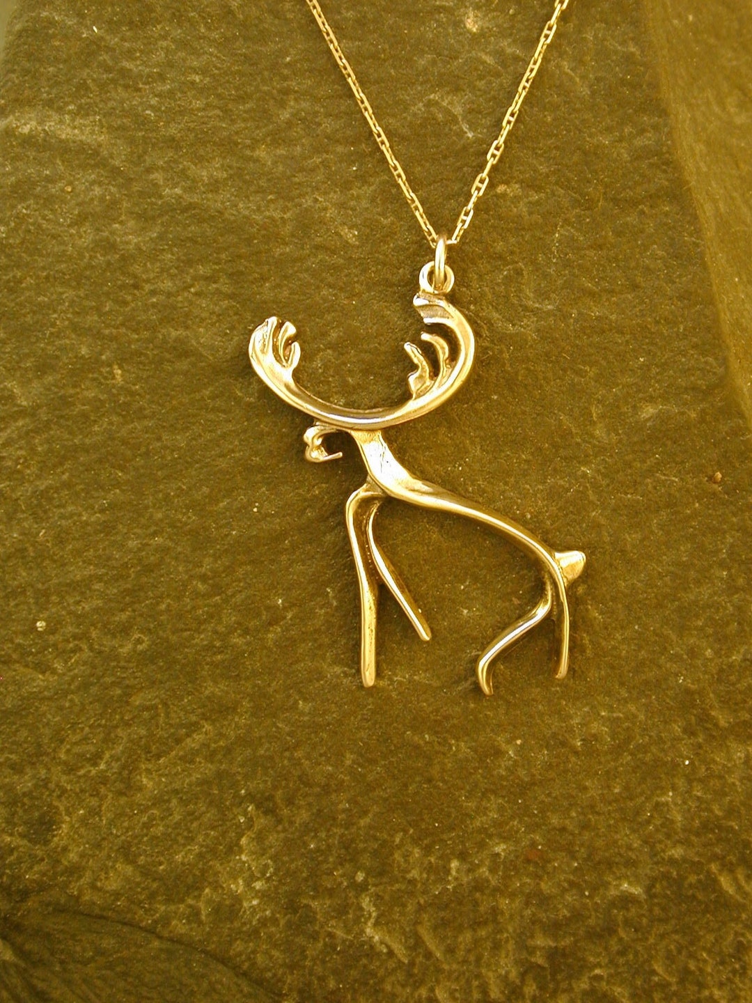 14K Gold Moose Pendant on 14K Gold Chain. - Etsy