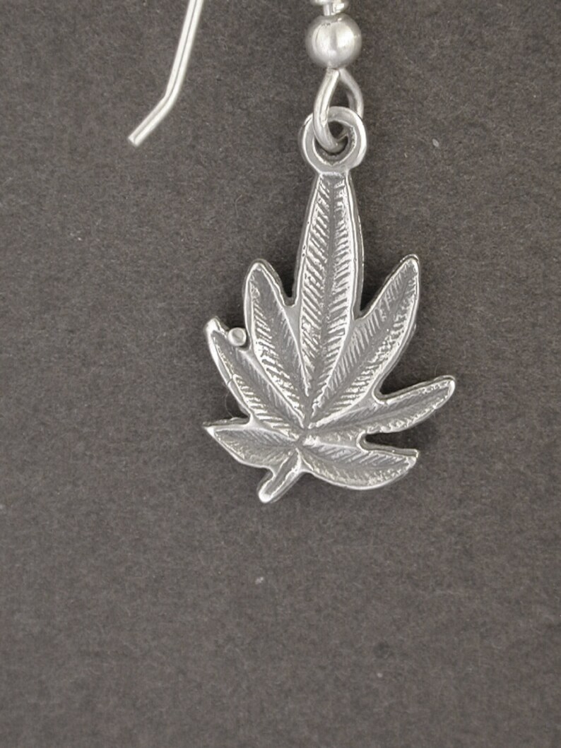 Sterling Silver Marijuana Pot Leaf Earrings on Heavy Sterling | Etsy
