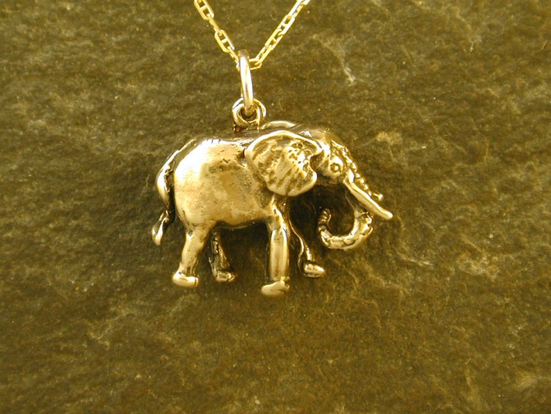 14K Gold Elephant Pendant on a 14K Gold Chain - Etsy