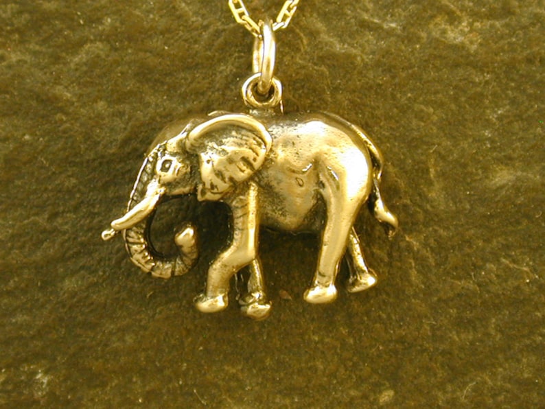 14K Gold Elephant Pendant on a 14K Gold Chain - Etsy