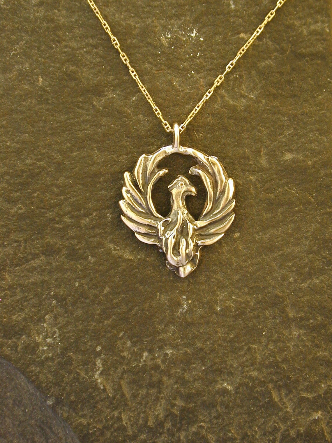 14K Gold Original Phoenix Pendant on a 14K Gold Chain. | Etsy