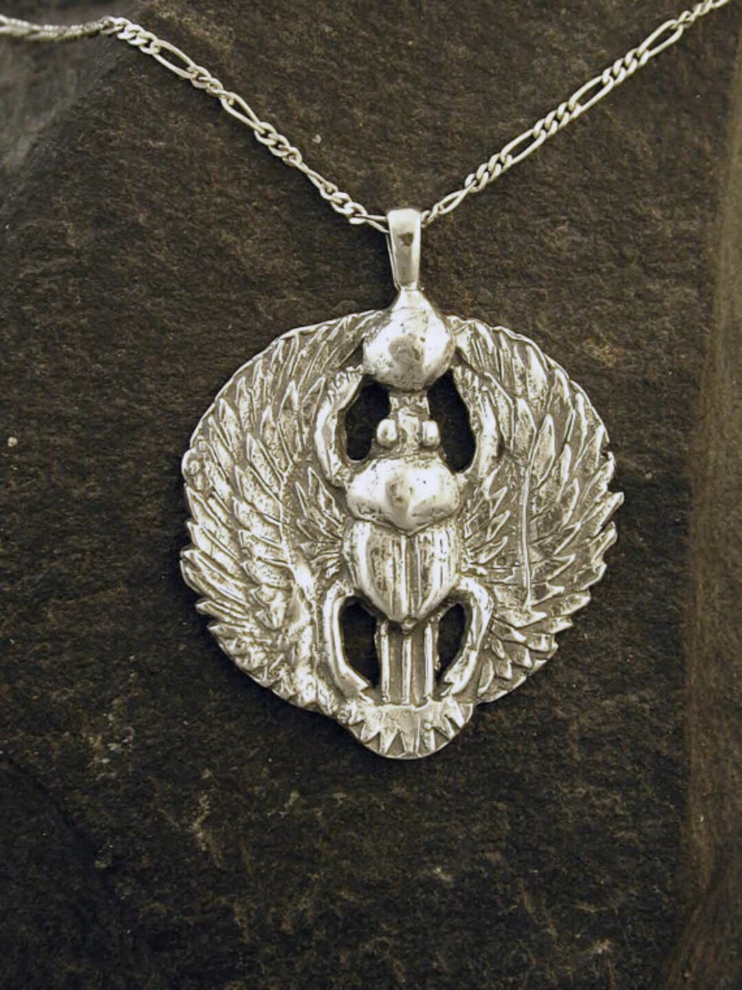 Sterling Silver Large Original Scarab Pendant on a Sterling Silver ...