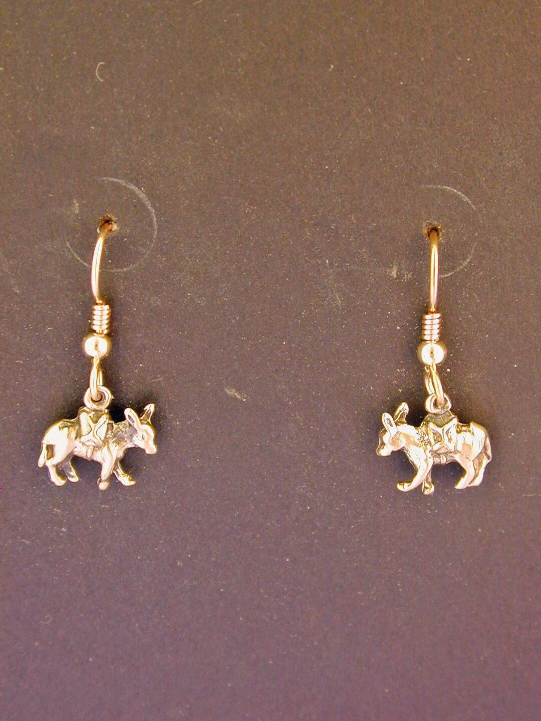 14K Gold Pack Donkey Pendant on Heavy 14K Gold French Wires - Etsy