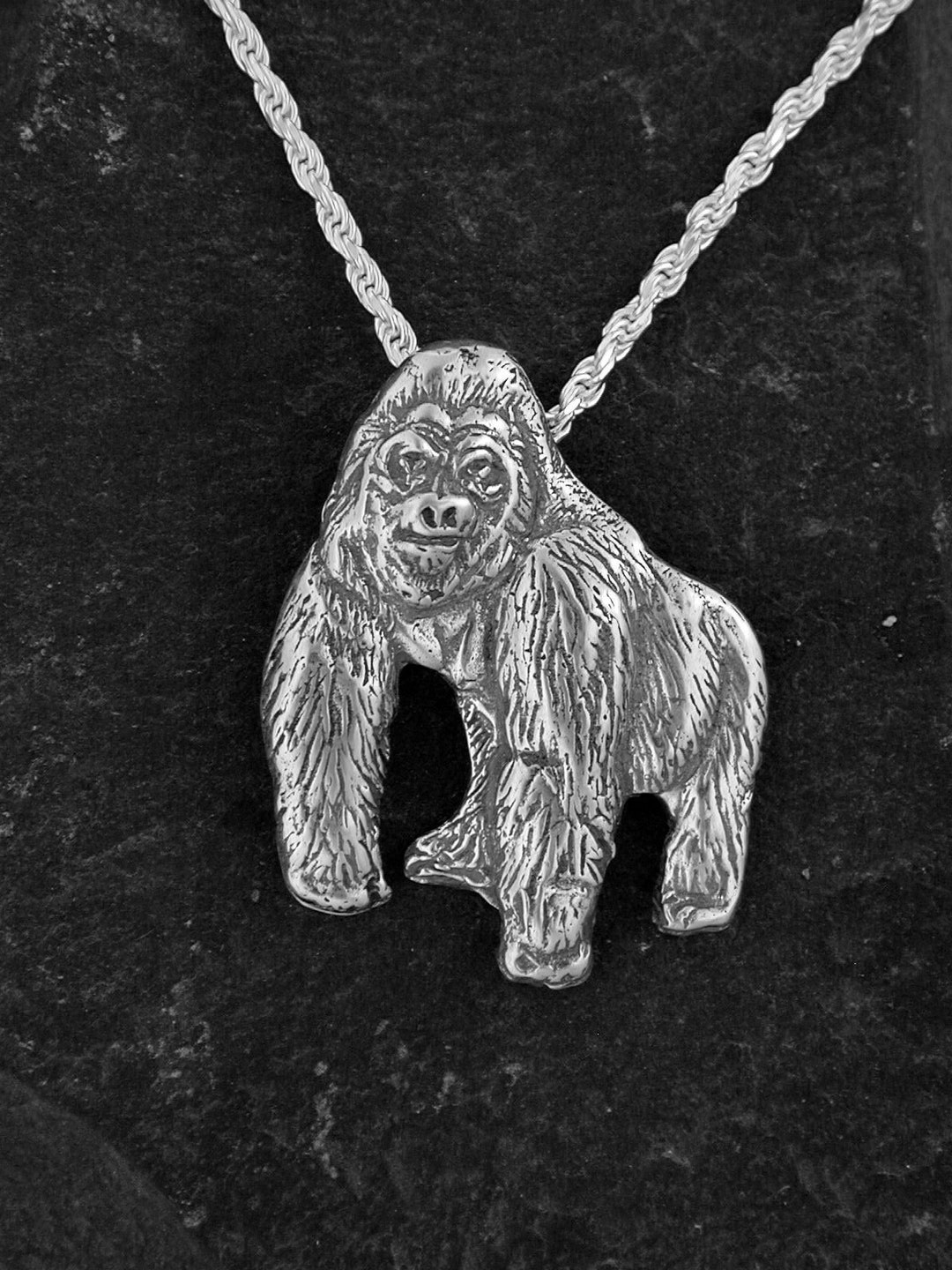 Sterling Silver Gorilla Pendant on Sterling Silver Chain. - Etsy