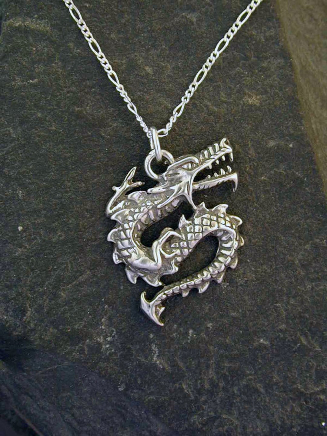 Sterling Silver Dragon Pendant on a Sterling Silver Chain - Etsy