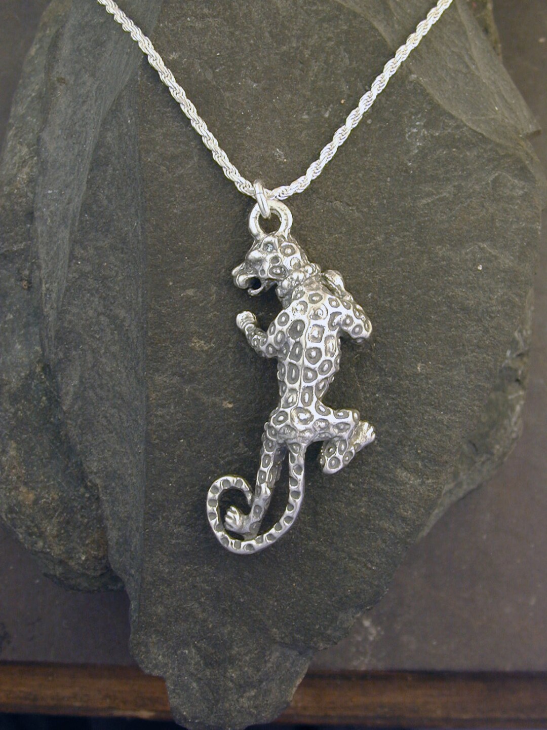 Sterling Silver Leopard Pendant on a Sterling Silver Chain - Etsy New ...