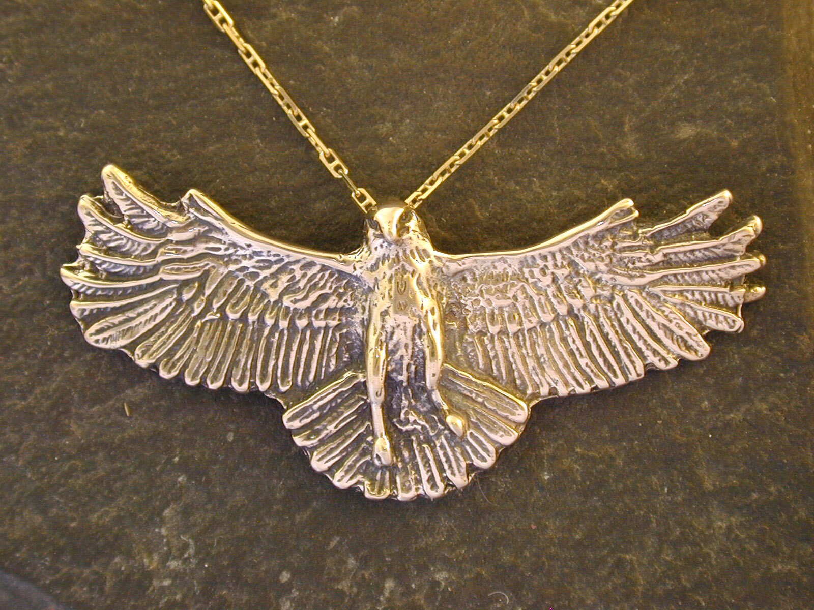 14K Gold Large Hawk Pendant With a 14K Gold Chain - Etsy
