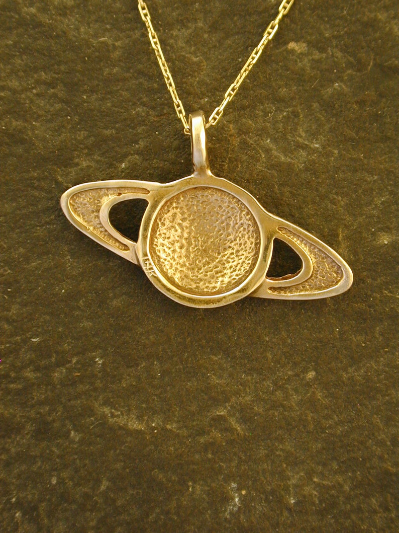 14K Gold Saturn Pendant on a 14K Gold Chain | Etsy