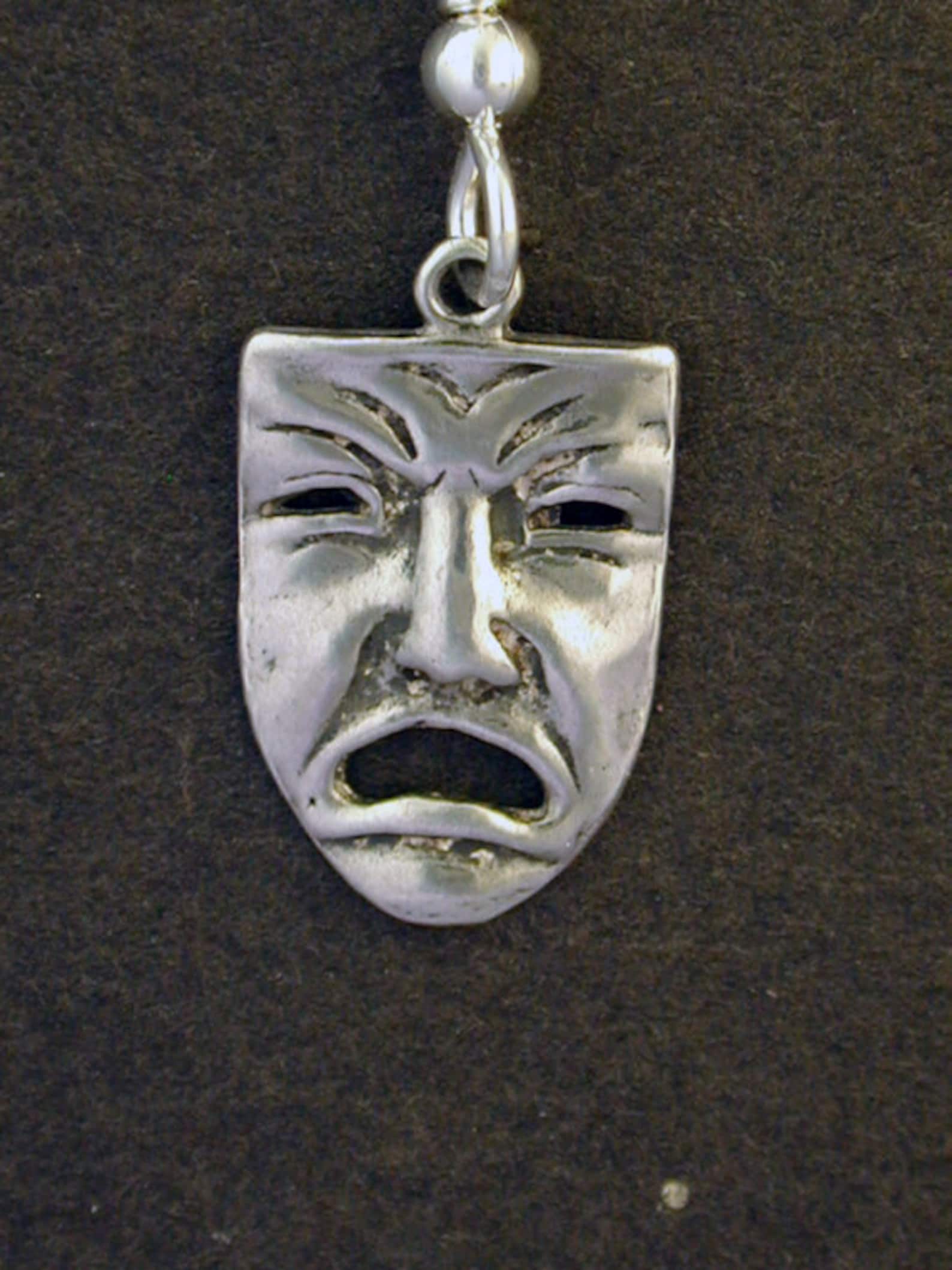 Sterling Silver Happy Sad Comedy Tragedy Earrings on Heavy Sterling ...