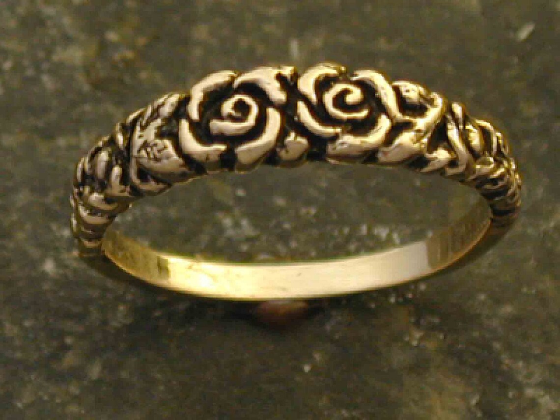 14K Gold Rose Ring Band | Etsy