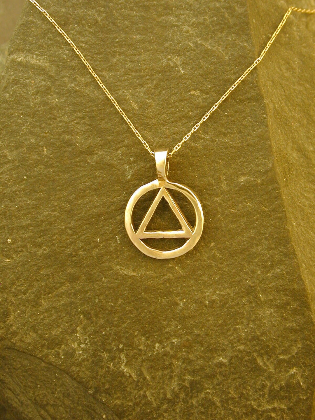 14k Gold Alcoholic Anonymous AA Pendant on a 14K Gold Chain. - Etsy