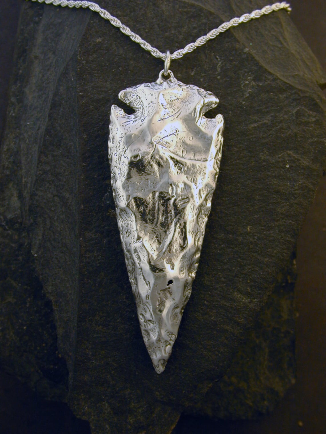 Large Sterling Silver Arrowhead Pendant on a Sterling Silver - Etsy