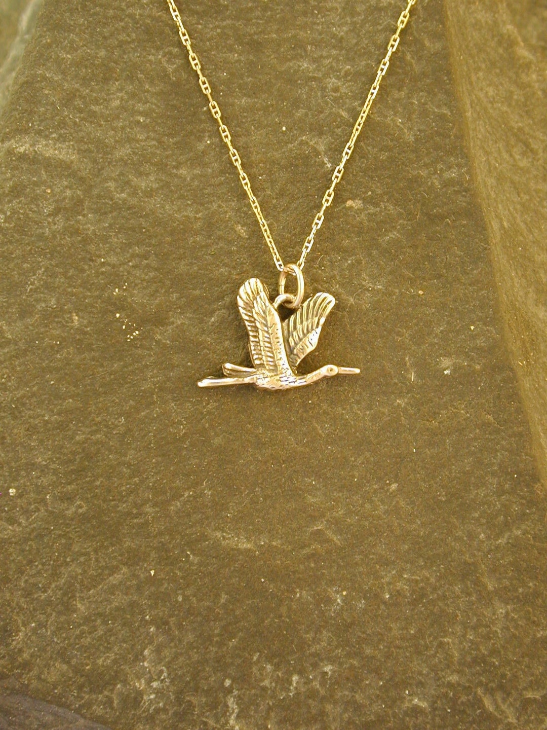 Sterling Silver Crane Pendant on a Sterling Silver Chain. - Etsy