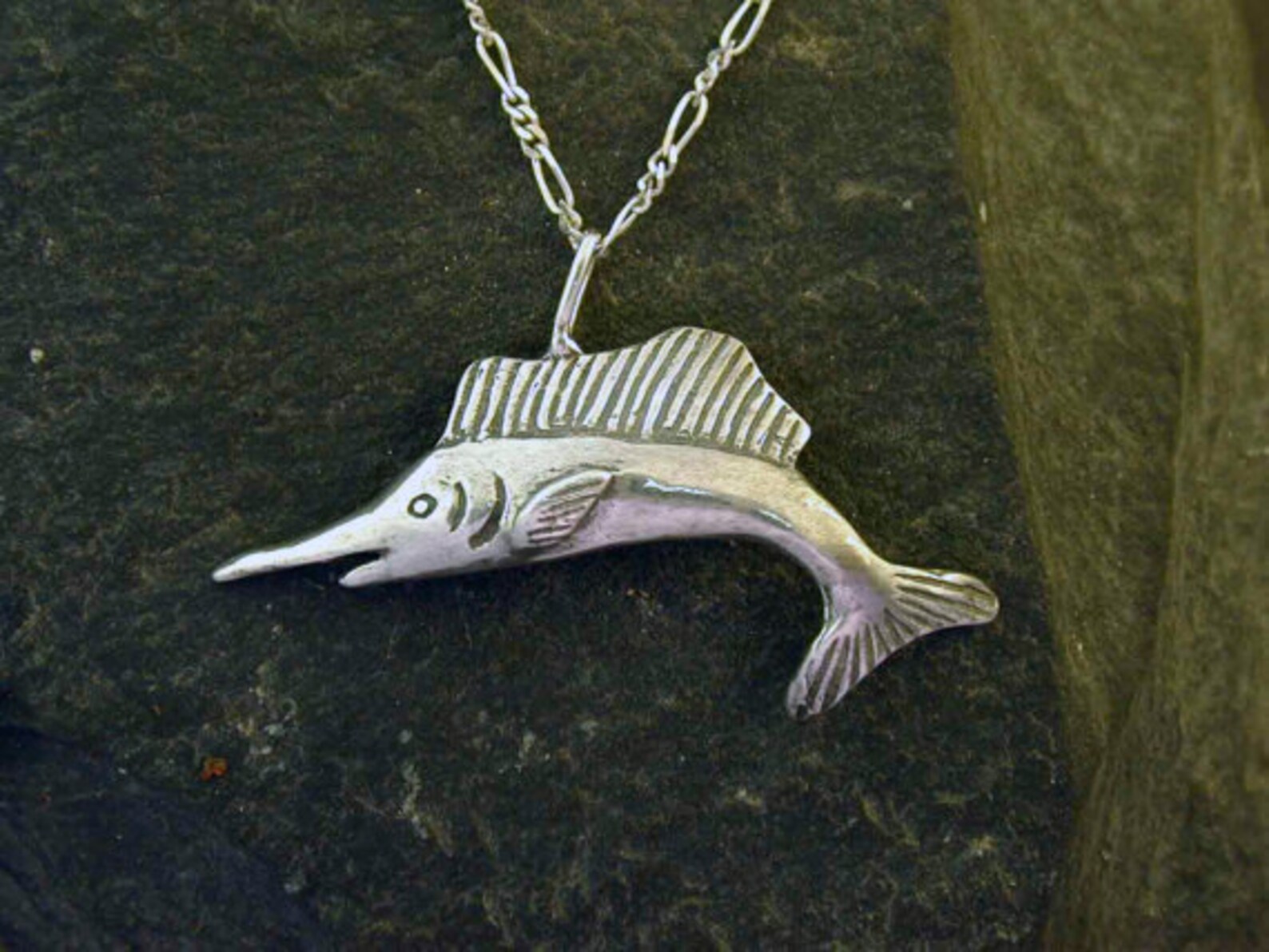 Sterling Silver Sailfin Marlin Pendant on a Sterling Silver - Etsy