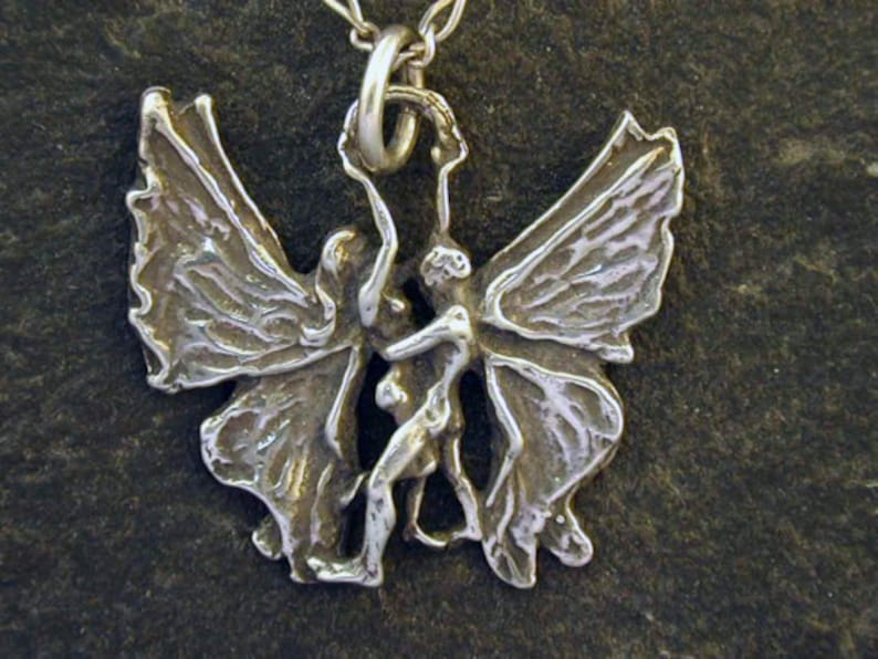 Sterling Silver Dancing Fairies Pendant on a Sterling Silver - Etsy