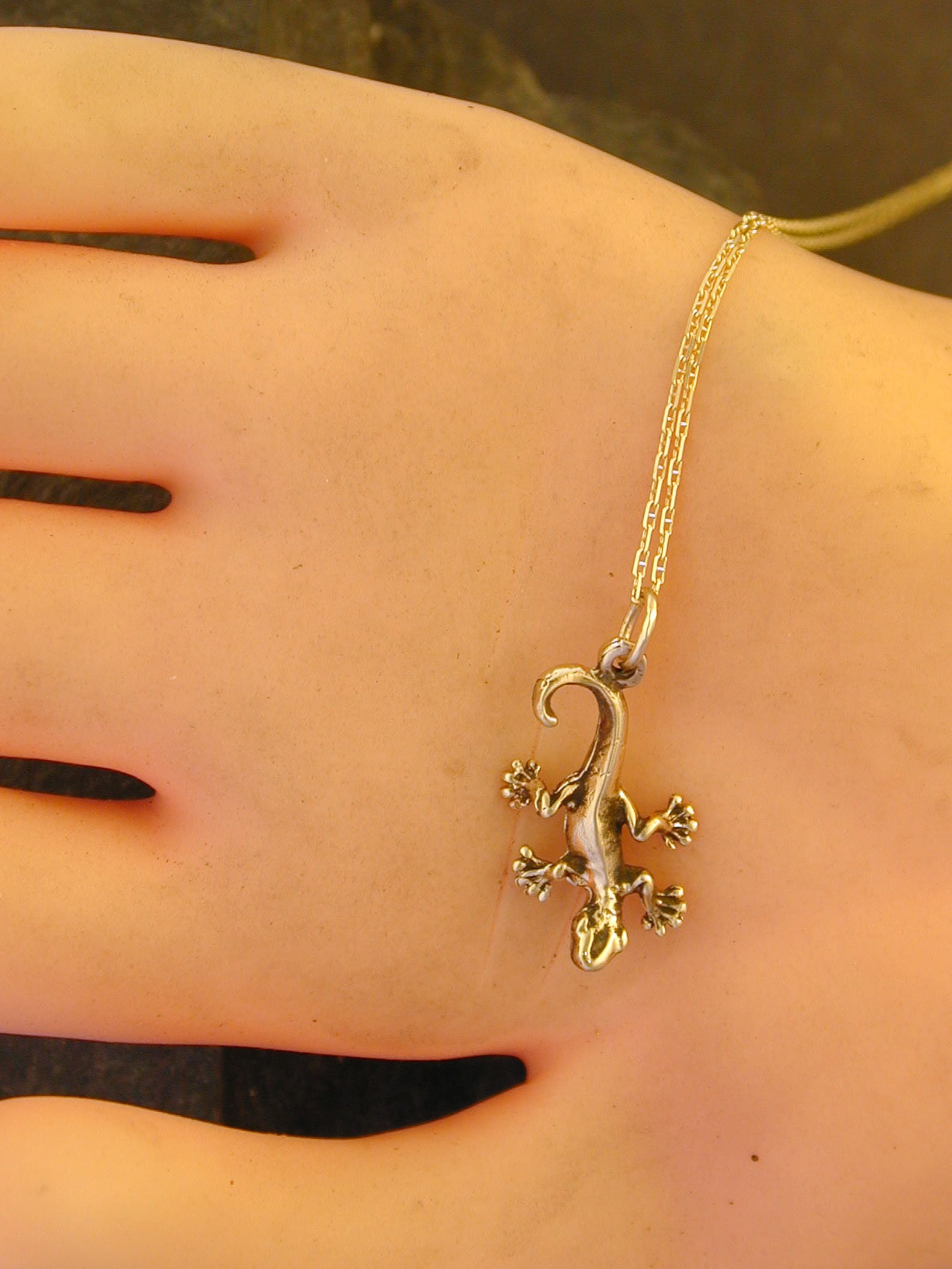 14K Gold Gecko Pendant on a 14K Gold Chain - Etsy