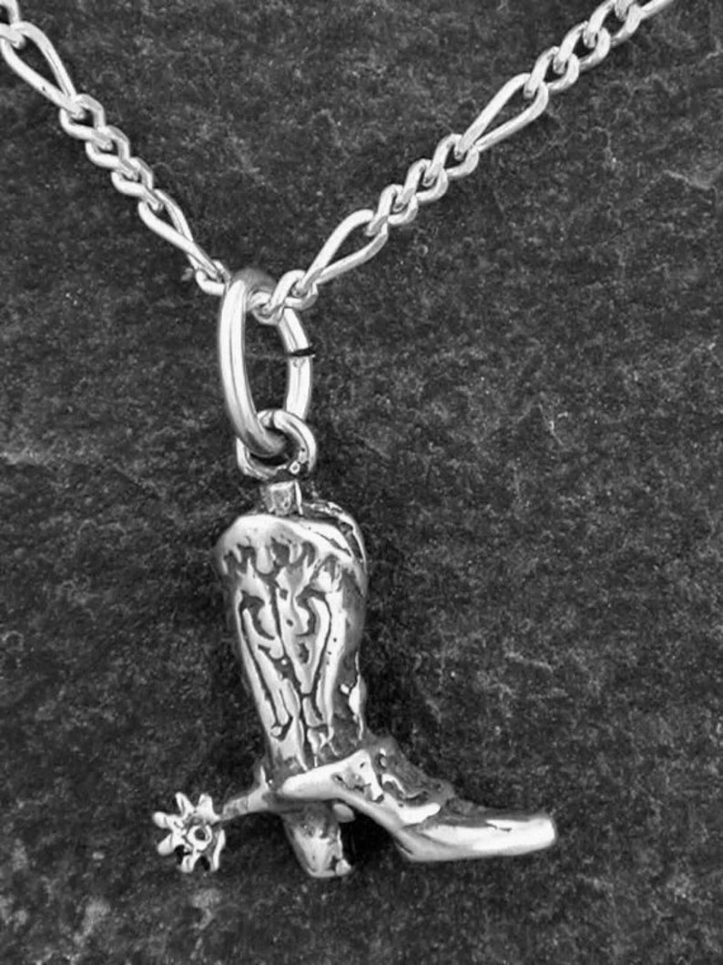 Sterling Silver Cowboy Boot Pendant on a Sterling Silver - Etsy