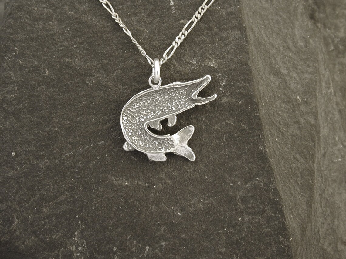 Sterling Silver Pike Fish Pendant on a Sterling Silver Chain | Etsy