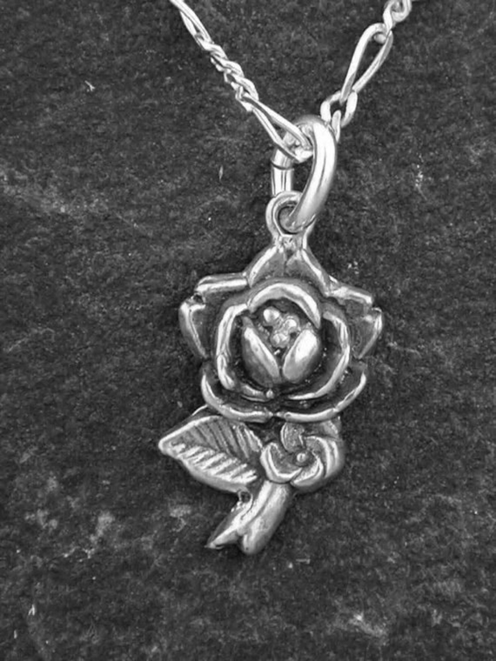 Sterling Silver Rose Pendant on a Sterling Silver Chain - Etsy