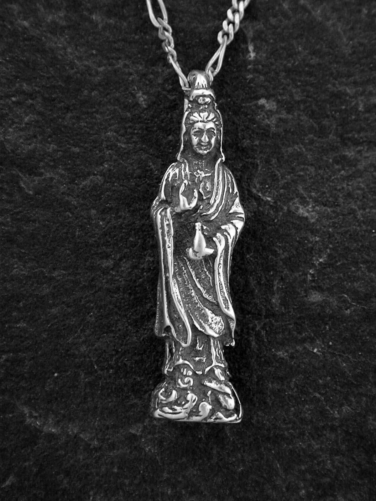 Sterling Silver Quan Yin Pendant on a Sterling Silver Chain | Etsy