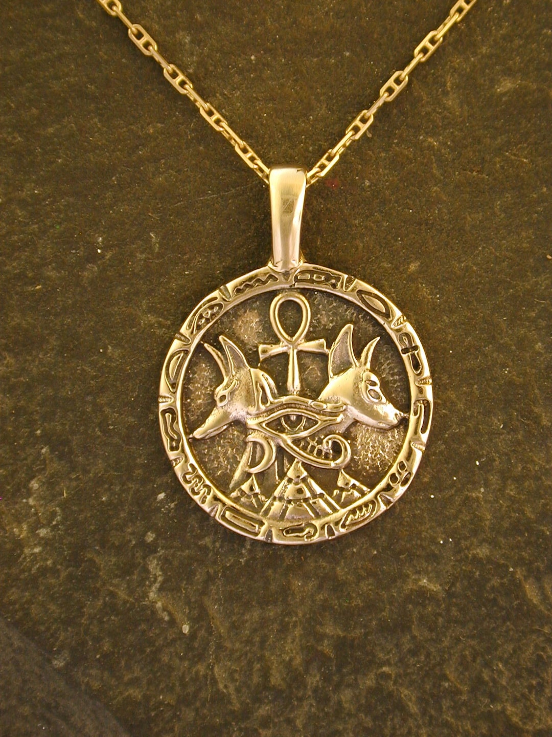 14K Gold Egyptian Anubis Dog God Pendant on a 14K Gold Chain - Etsy