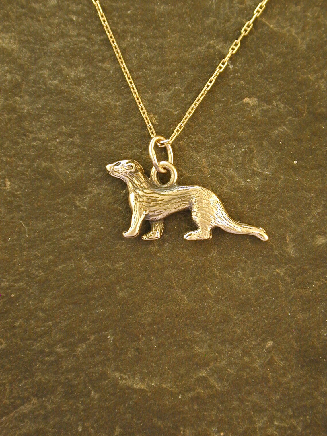 14K Gold Weasel Pendant on a 14K Gold Chain. - Etsy