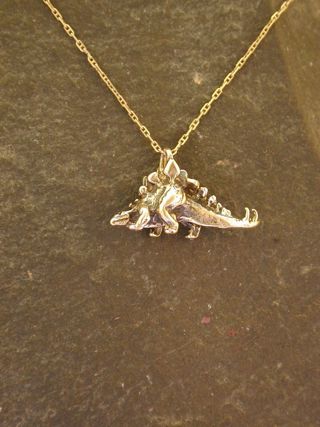 14K Gold Stegosaurus Dinosaur Pendant on 14K Gold Chain. - Etsy
