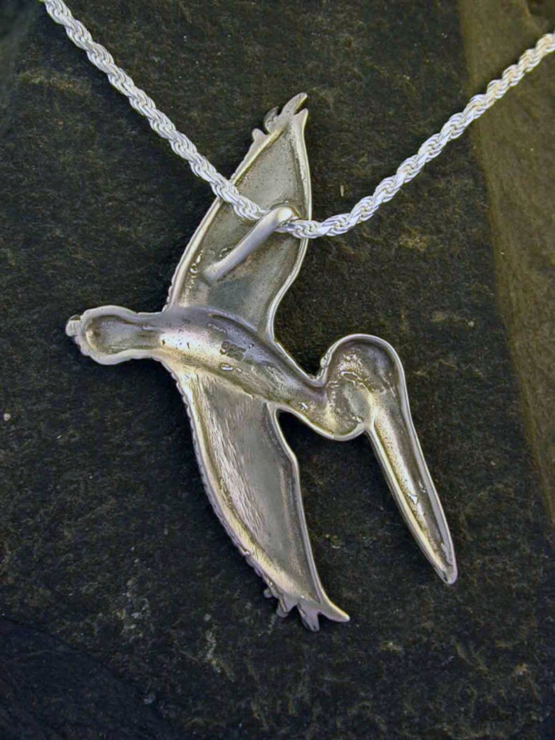 Sterling Silver Large Flying Pelican on a Sterling Silver - Etsy