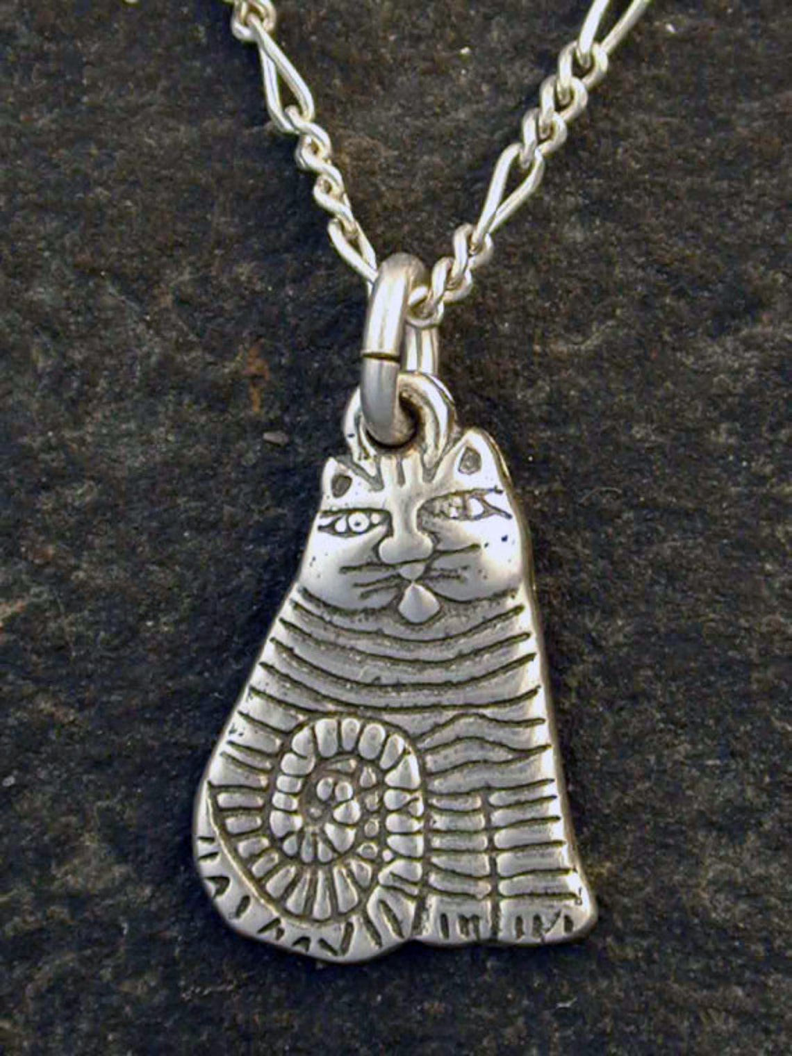 Sterling Silver Cat Pendant on Sterling Silver Chain. - Etsy