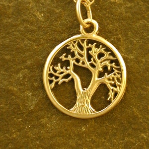 14K Gold Oak Tree Pendant on a 14K Gold Chain - Etsy
