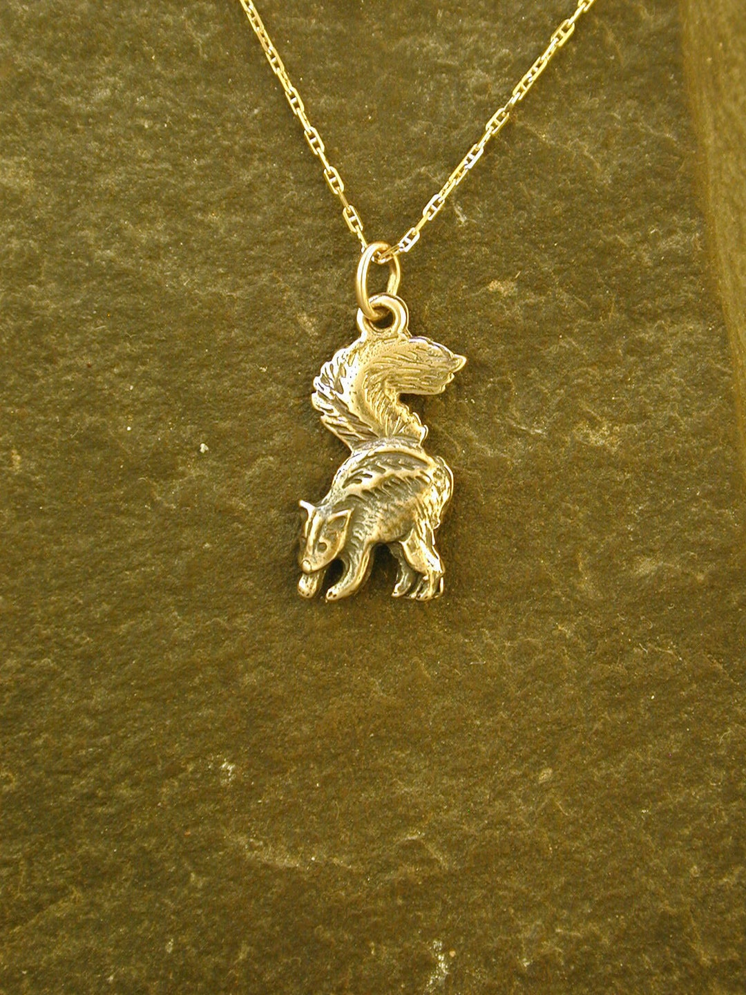 14K Gold Skunk Pendant on a 14K Gold Chain. - Etsy UK