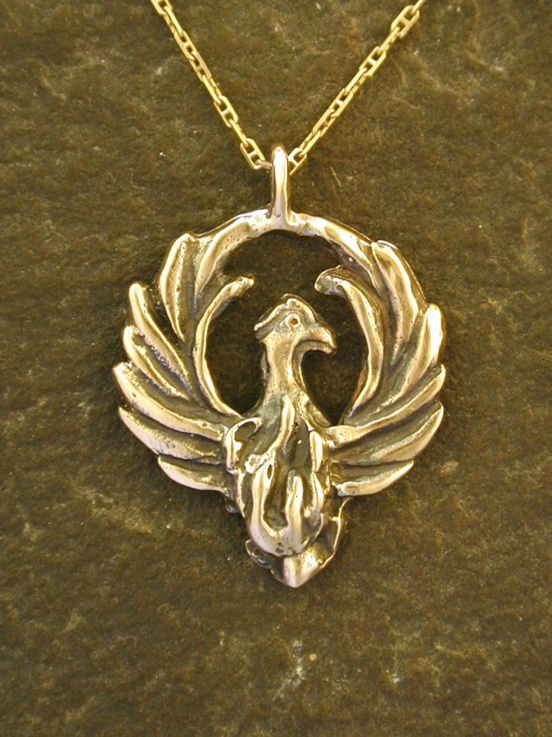 14K Gold Original Phoenix Pendant on a 14K Gold Chain. | Etsy