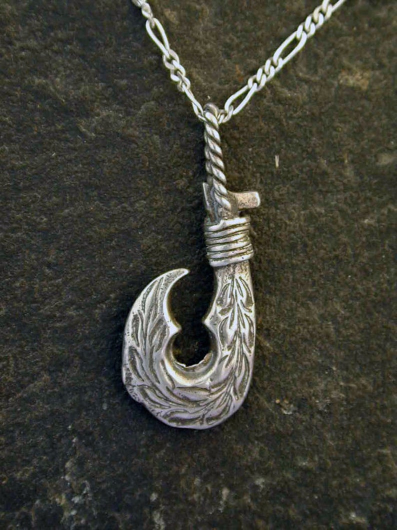 Sterling Silver Hawaiian Fish Hook Pendant on a Sterling - Etsy