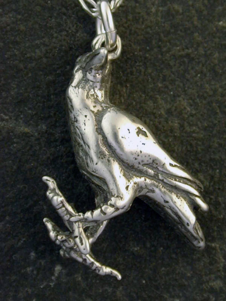 Sterling Silver Original Raven Crow Pendant on a Sterling - Etsy