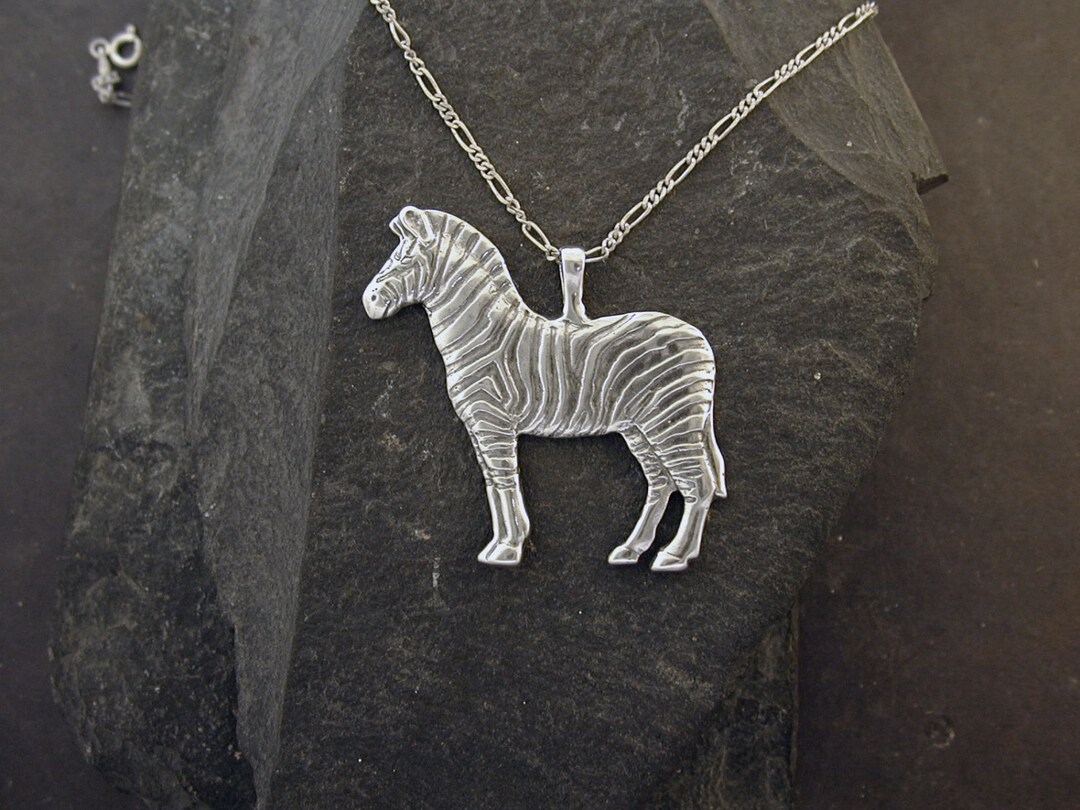 Sterling Silver Zebra Pendant on Sterling Silver Chain. - Etsy
