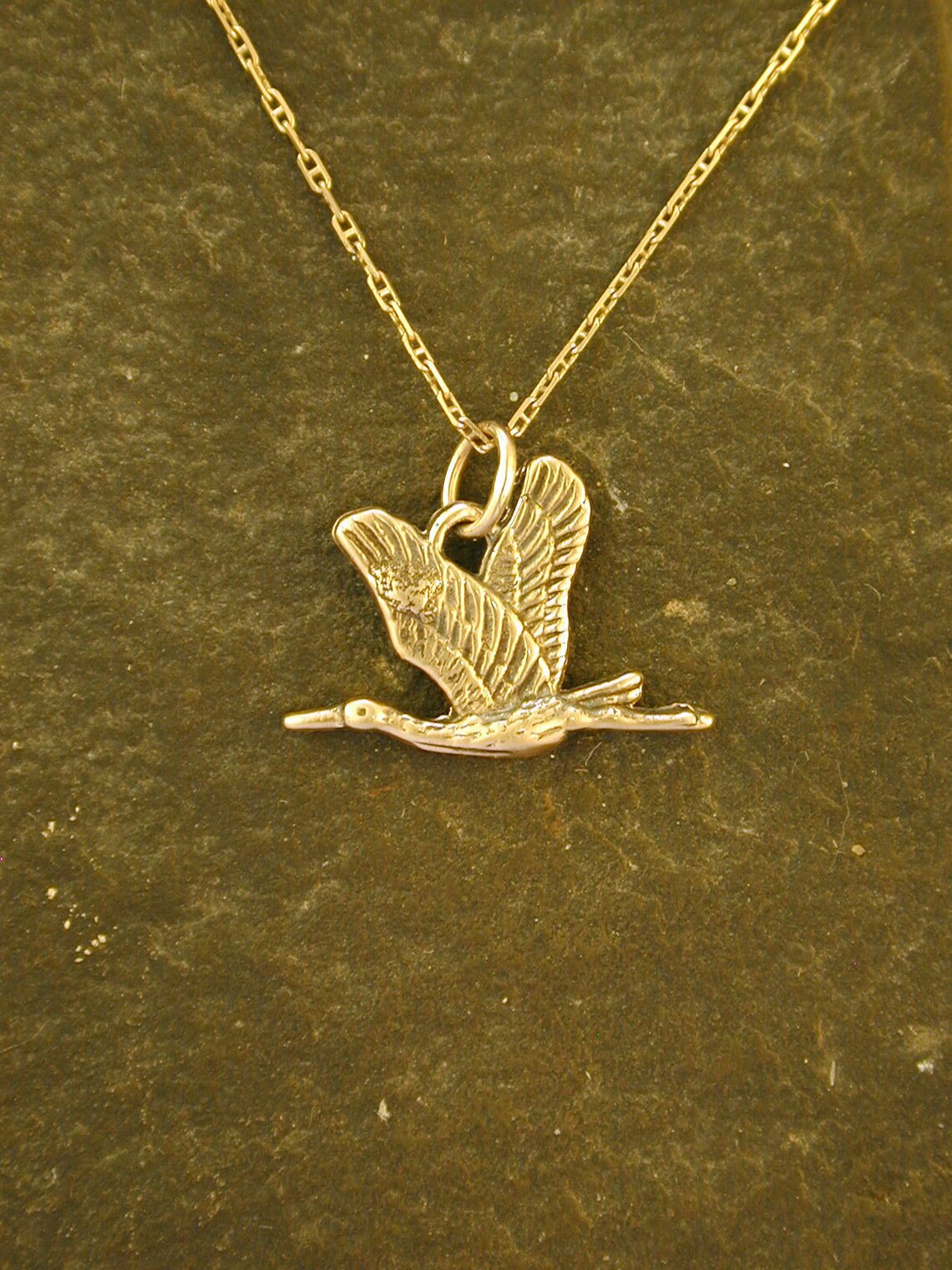Sterling Silver Crane Pendant on a Sterling Silver Chain. - Etsy