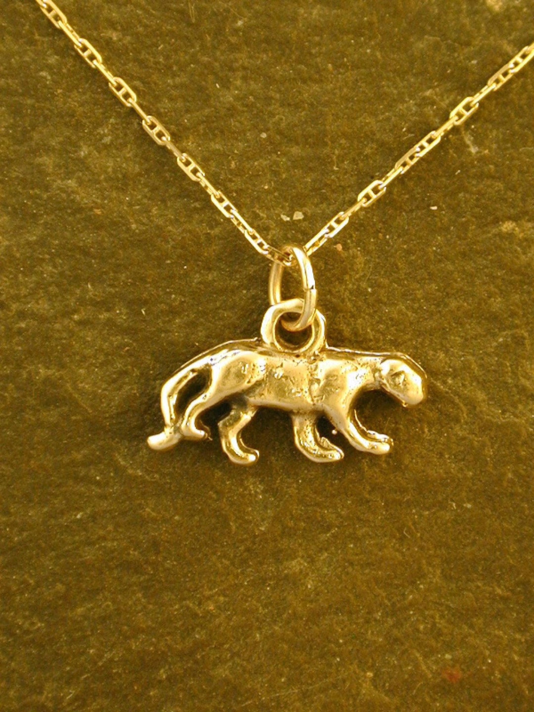 14K Gold Cougar, Catamount, Puma, Panther, Mountain Lion Pendant on a ...