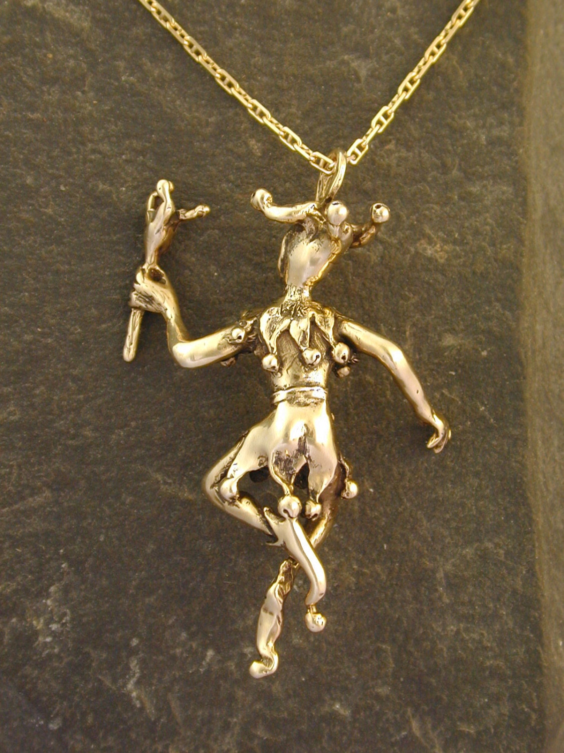 14K Gold Jester Pendant on a 14K Gold Chain | Etsy