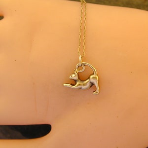 14K Gold Cat Pendant on a 14K Gold Chain - Etsy
