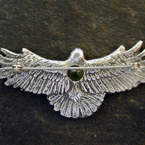 Sterling Silver Hawk Brooch With Fine Peridot - Etsy