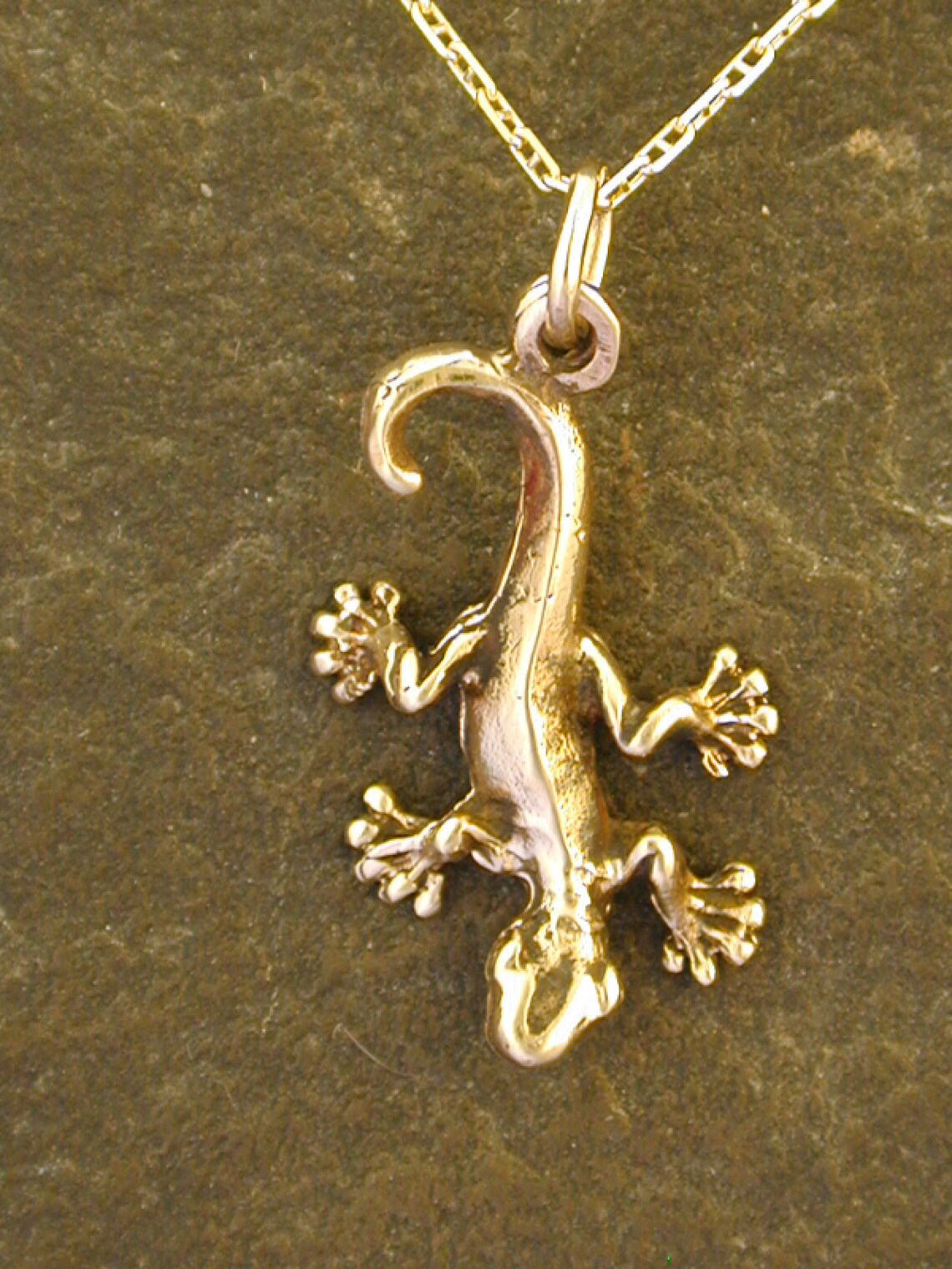 14K Gold Gecko Pendant on a 14K Gold Chain | Etsy
