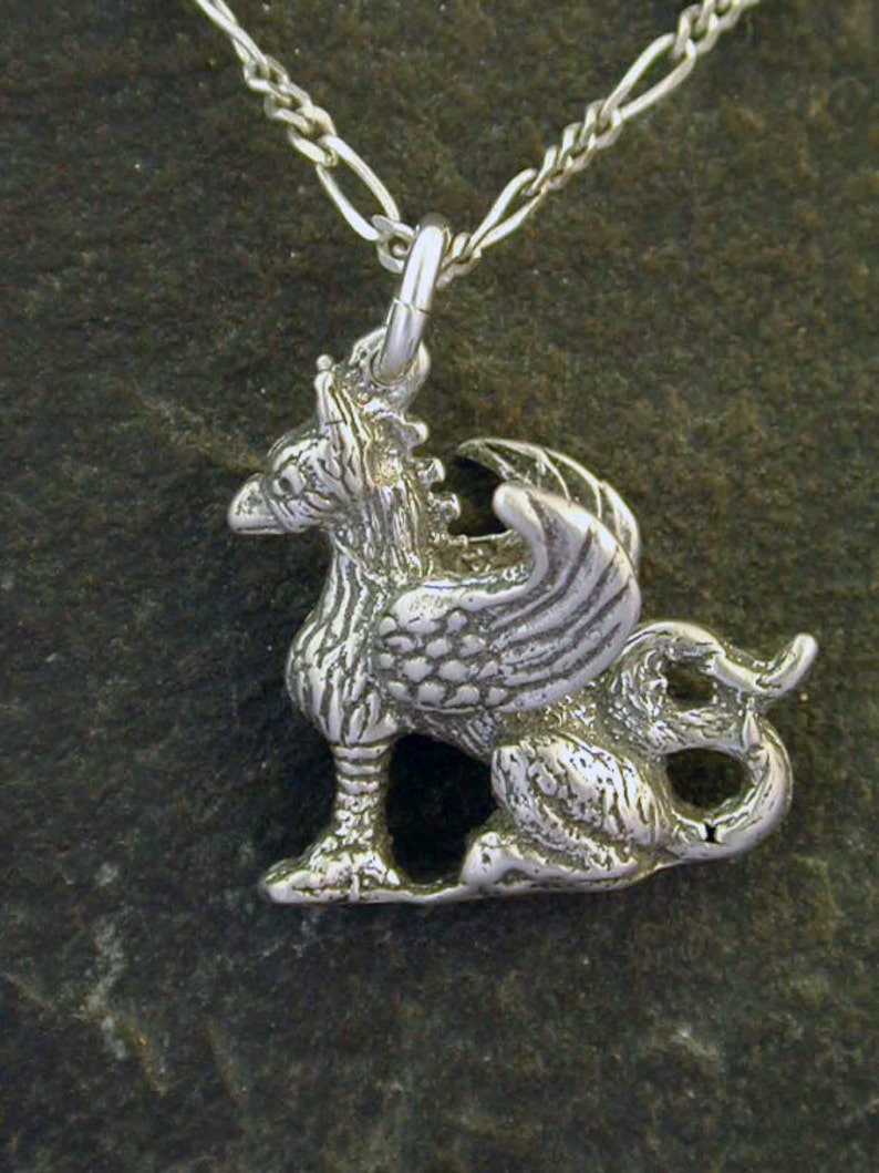 Sterling Silver Griffin Pendant on a Sterling Silver Chain. - Etsy