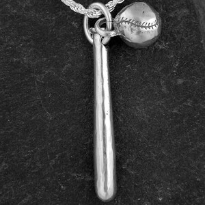 Sterling Silver Large Baseball and Bat Pendant on a Sterling Silver ...